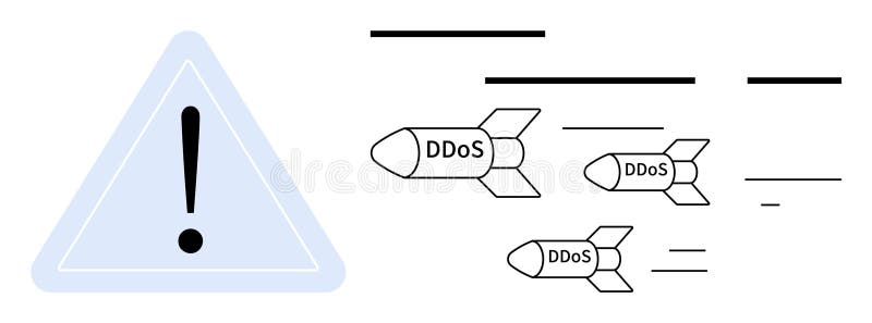 Cybersecurity Warning Concept with DDoS Threats Represented As Incoming ...