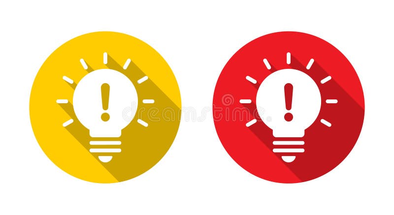 Exclamation Mark Light Bulb Icon with Long Shadow Stock Vector ...