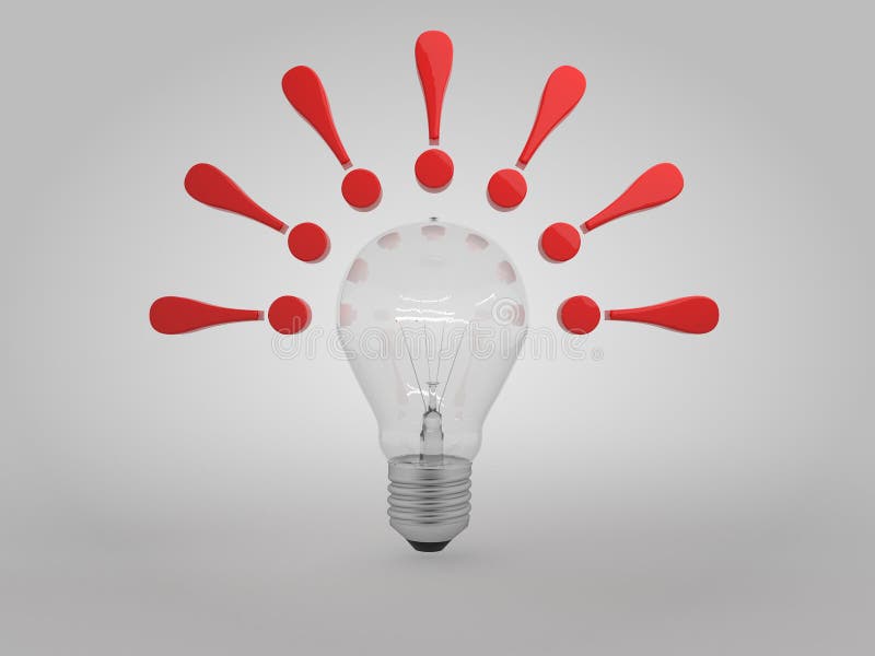 Lamp and exclamation mark stock illustration. Illustration of abstract ...