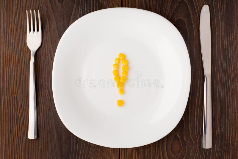 Exclamation Mark Made of Corn Seeds on a Plate Stock Image - Image of ...