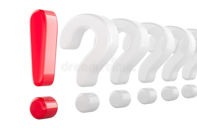 Exclamation Mark with Many Question Marks. 3D Rendering Stock ...