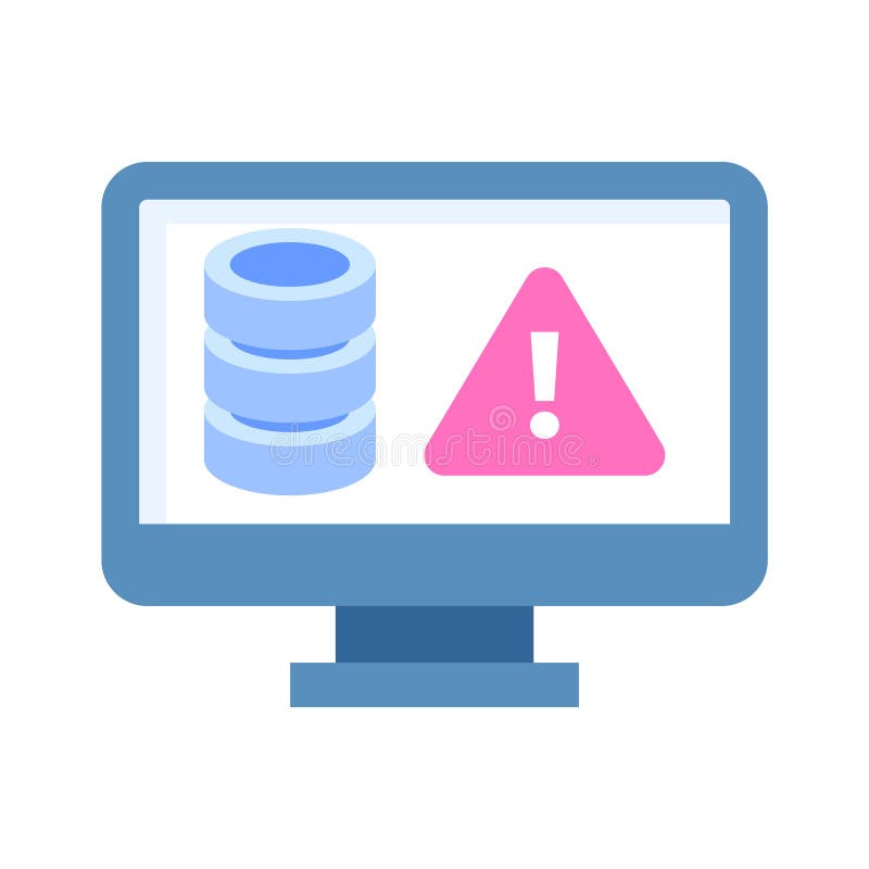Exclamation Mark on Monitor Screen Showing Database Error Icon, Trendy ...