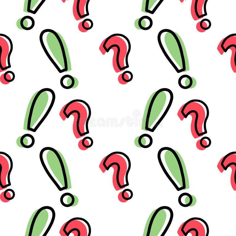 Exclamation Mark and Question Mark, Punctuation Marks, Vector Seamless ...