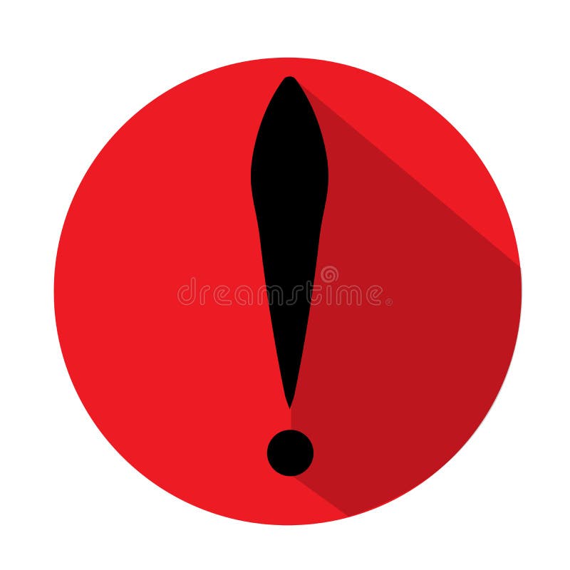 Exclamation Mark in Red Circle with Long Shadow. Vector Icon. Flat ...