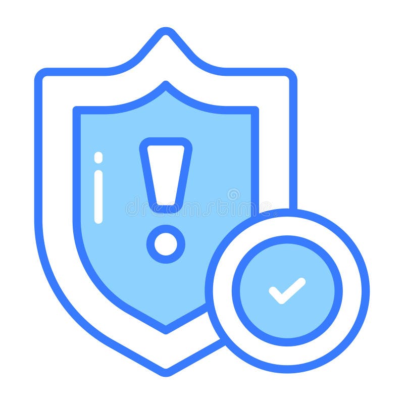 Exclamation Mark on Shield with Tick Mark Showing Vector of Verified ... Exclamation Mark on Shield with Tick Mark Showing Vector of Verified ...