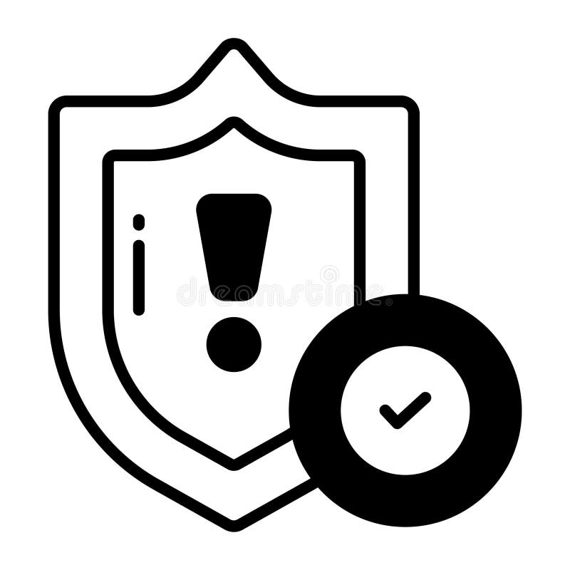 Exclamation Mark on Shield with Tick Mark Showing Vector of Verified ... Exclamation Mark on Shield with Tick Mark Showing Vector of Verified ...