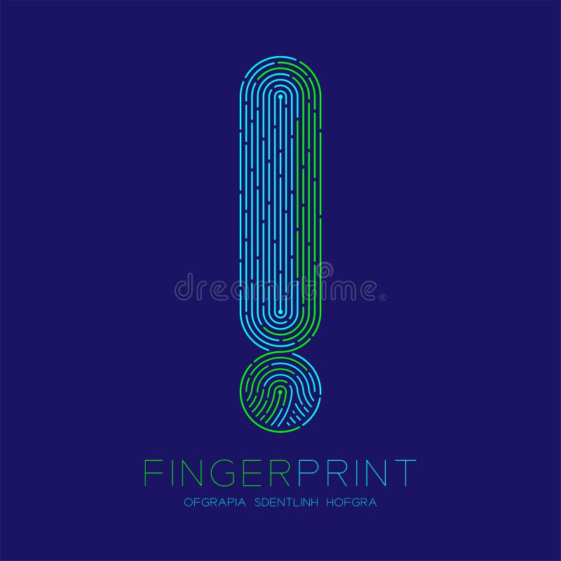 Exclamation Mark Sign Pattern Fingerprint Scan Logo Icon Dash Line ...
