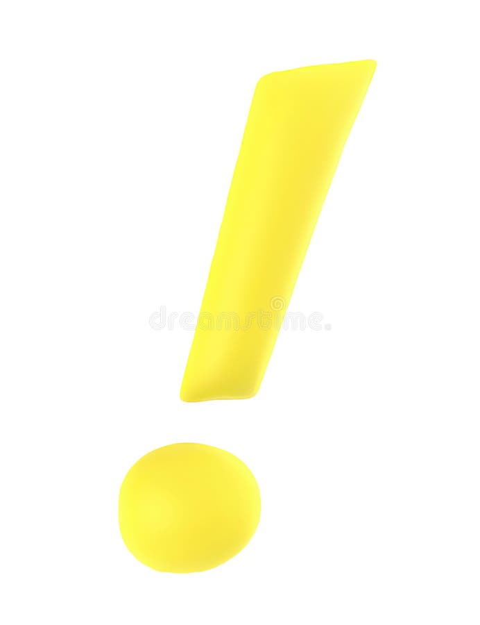 Exclamation Mark Sign Yellow Cartoon Font Isolated - 3d Rendering Stock ...