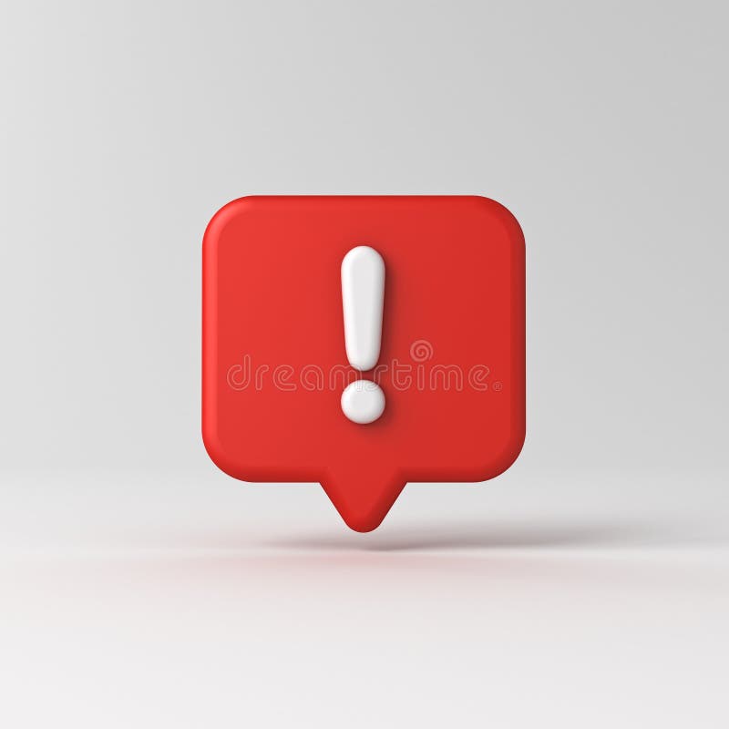 Exclamation Mark on Social Media Notification Pin on White Gray ...