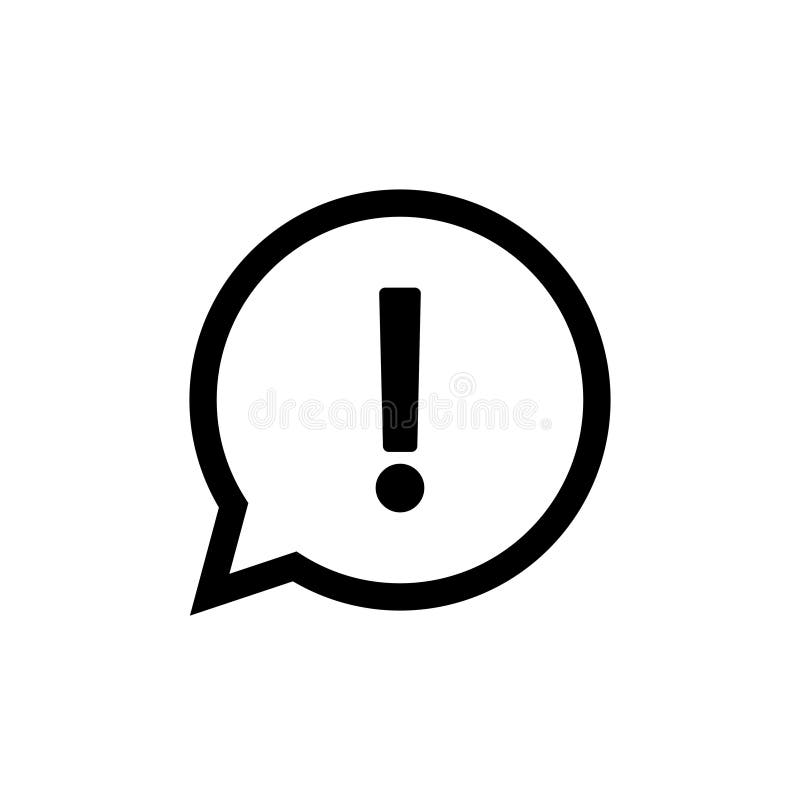 Exclamation Mark in Speech Bubble Icon. Chat Message Icon. Stock Vector ...