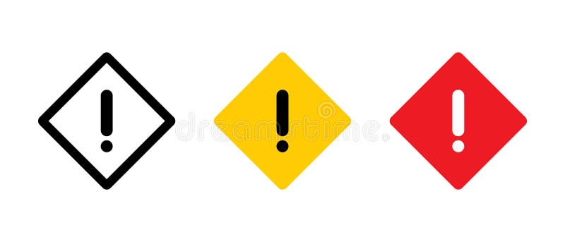 Exclamation Mark on Square Hazard Icon in Flat Style. Warning Caution ...