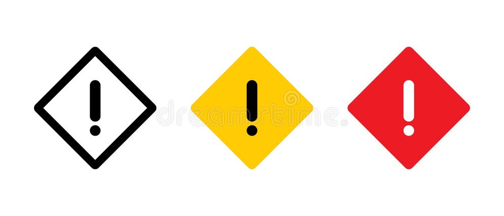 Exclamation Mark on Square Hazard Icon in Flat Style. Warning Caution ...