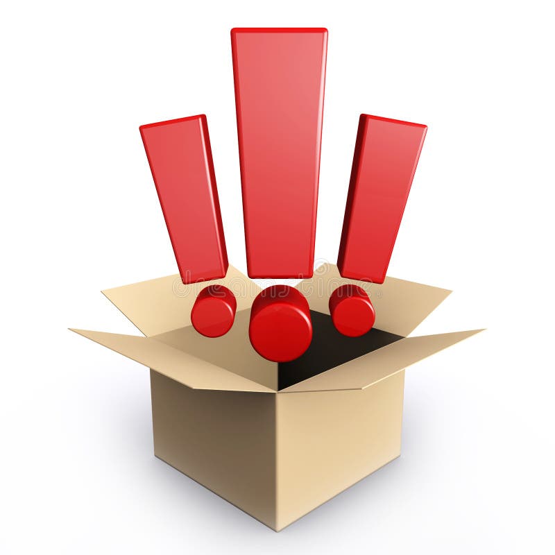 Exclamation Mark Standing in Open Cardboard Stock Illustration ...