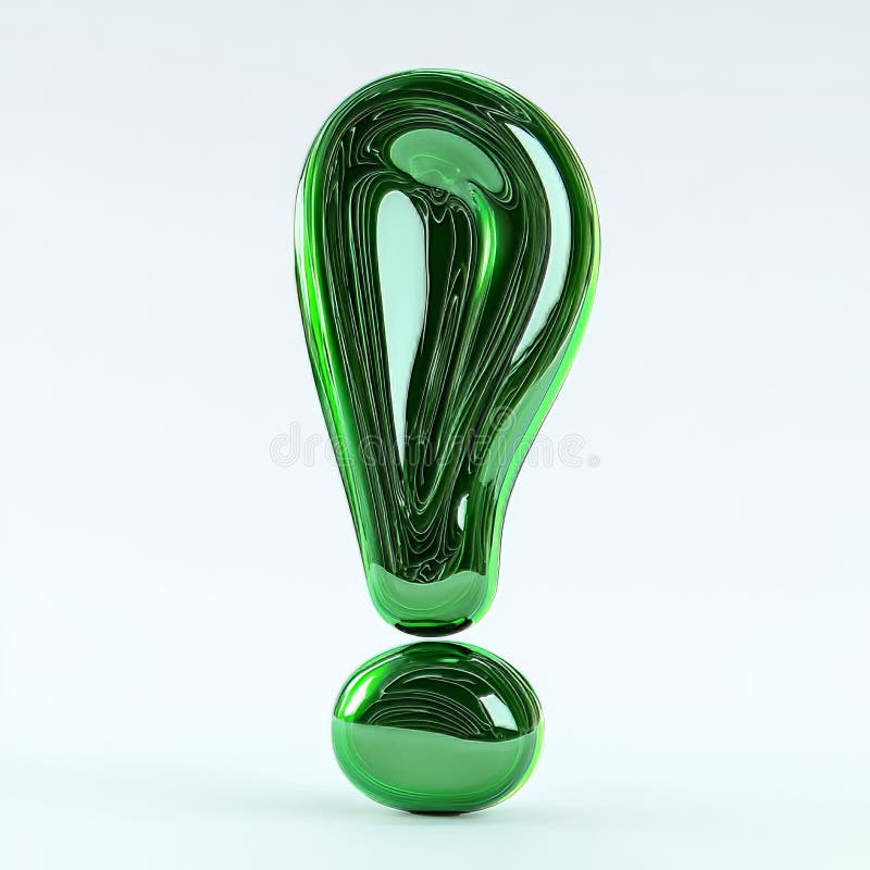 An Exclamation Mark Symbol Depicted As a 3D Green Balloon Stock Photo ...