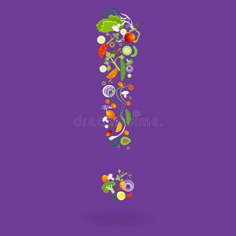 Exclamation Mark with Vegetables Pattern Stock Vector - Illustration of ...