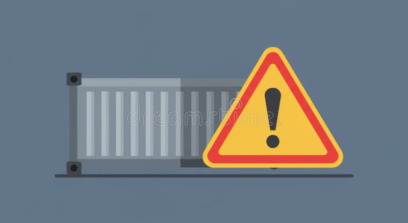 Warning Sign with Cargo Container for Safety Hazard Illustration Stock ...