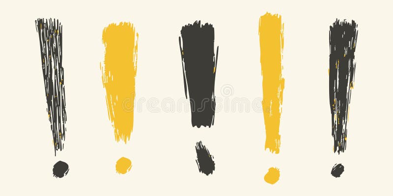 Exclamation Marks Brush Stroke Silhouette Set. Artistic Expression and ...
