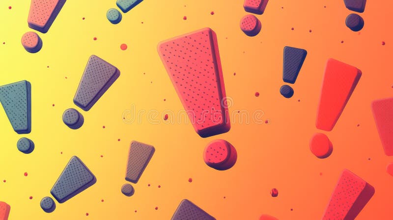 Exclamation Marks Floating on Gradient Background Representing ...