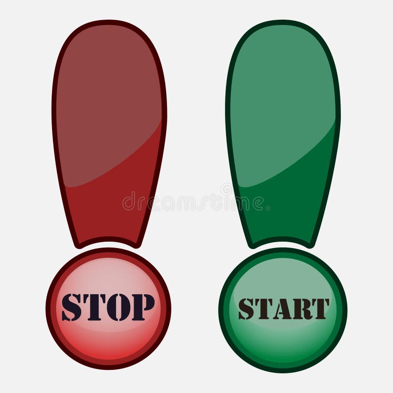 Exclamation Marks STOP and START. Red STOP and Green START Stock Vector ...