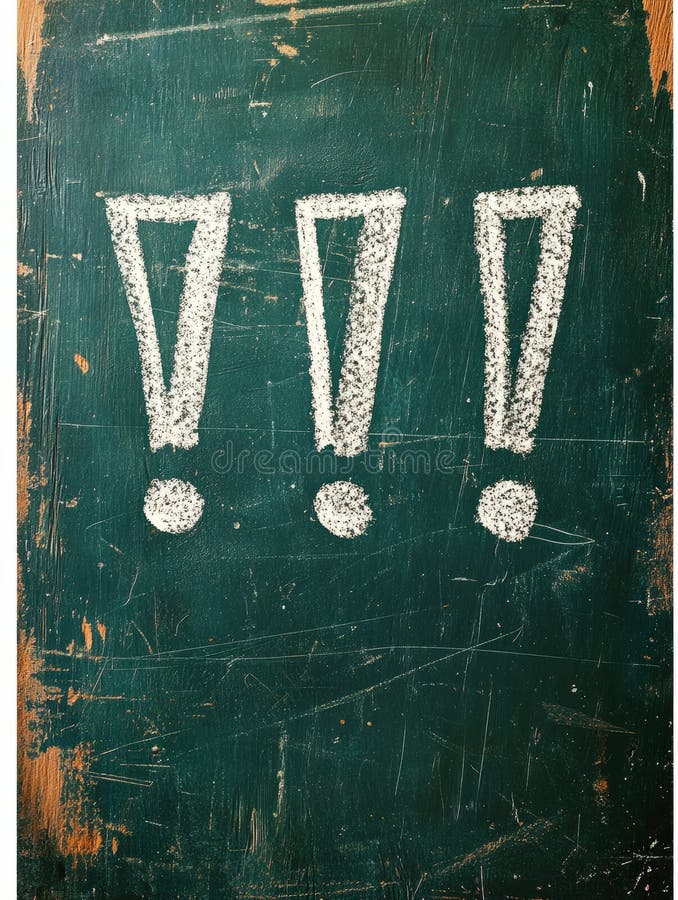 Exclamation Marks on a Worn Chalkboard. Stock Image - Image of teaching ...
