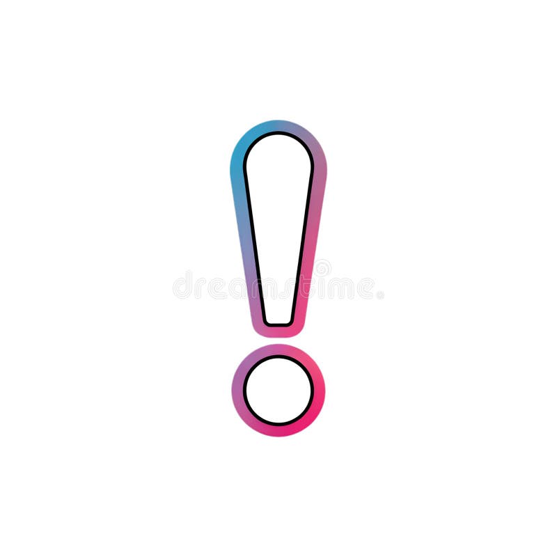 Exclamation Point with Colorful Outline on a White Plain Presentation ...