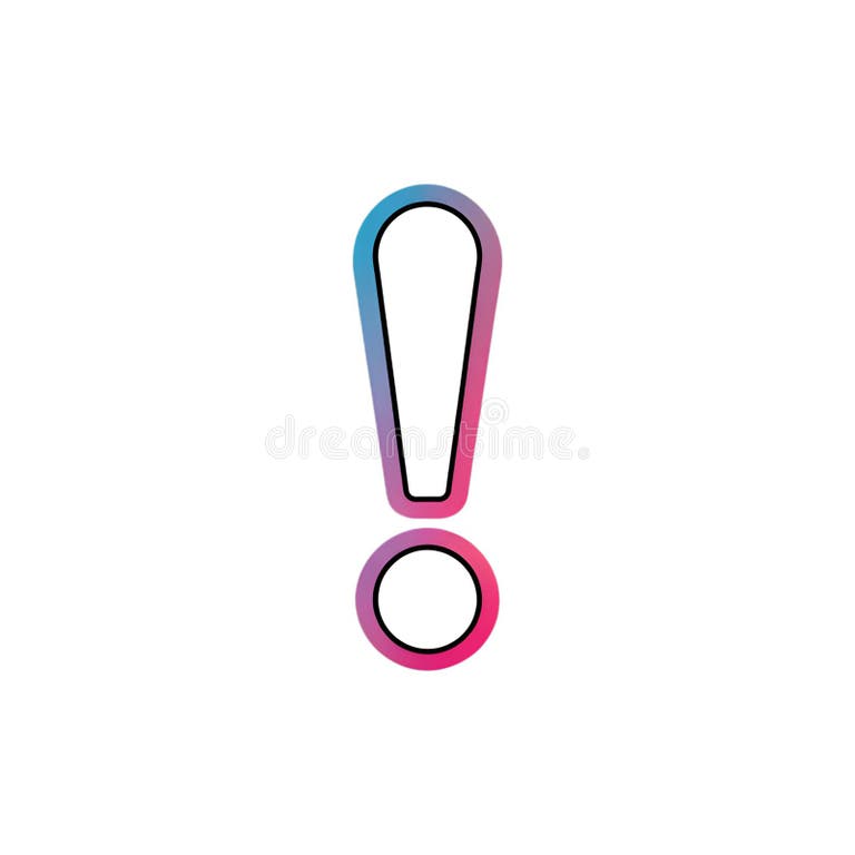 Exclamation Point with Colorful Outline on a White Plain Presentation ...