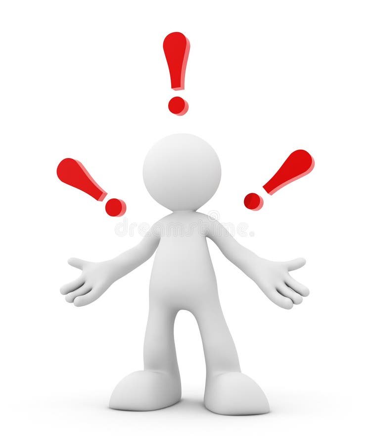 Exclamation Point and Man 3d Illustration Stock Illustration ...