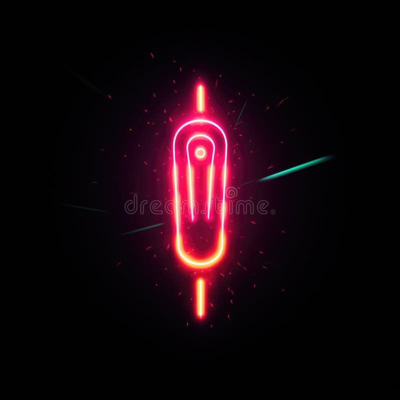 Exclamation Point. Neon Outline Icon with a Light Effect Stock ...