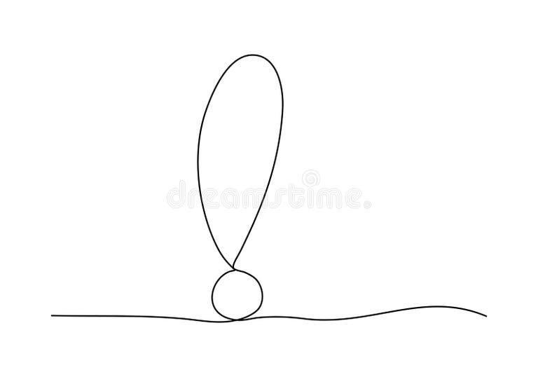 Exclamation Point, One Line Drawing Vector Illustration. Stock ...