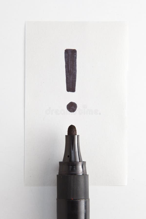 Exclamation Point Over a Pen Stock Photo - Image of isolated, message ...