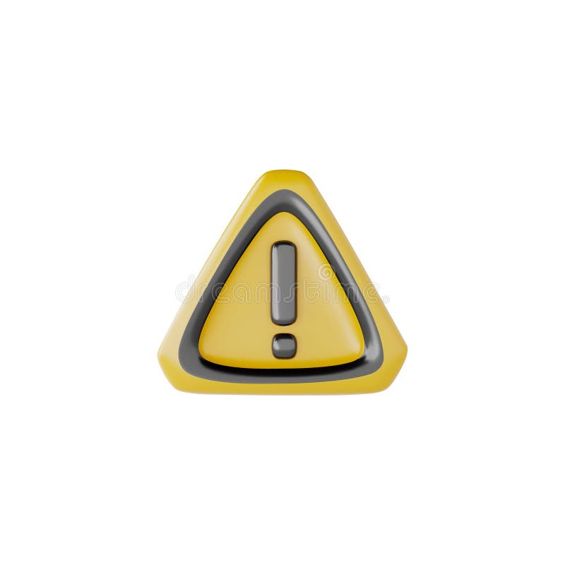 Exclamation Point Road Sign 3D Vector Icon, Volume Danger Hazard ...