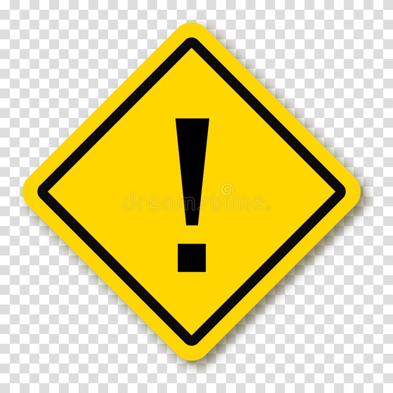 Exclamation Point in Yellow Square or Rhombus with Shadow. Symbol of ...