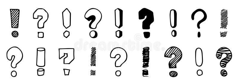 Exclamation and Question Marks. Outline Punctuation Marks for Doodle ...