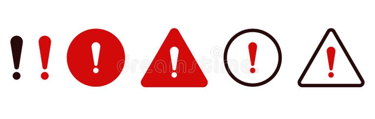 Exclamation Warning Signs. Red Warning Symbols Stock Vector ...