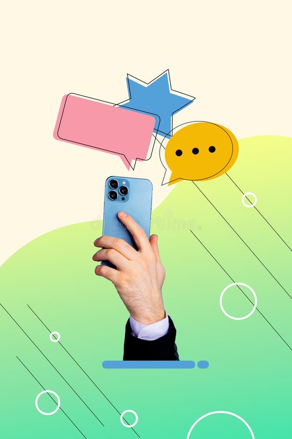 Exclusive Artwork Banner Creative Collage of Hand Hold Phone Receive ...