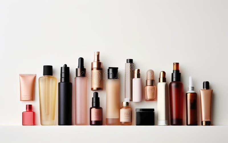 Exclusive Beauty Essentials Creation on White Background Stock ...