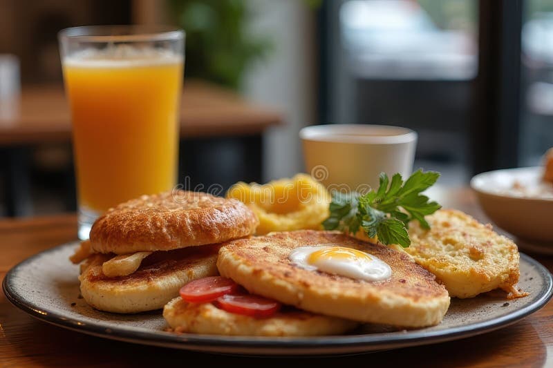 Exclusive Breakfast Scenes at Delectable Cafe Stock Illustration - Illustration of food ...