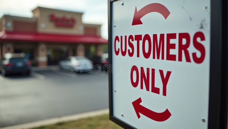 Exclusive Customers only Sign in Restaurant Parking Lot Stock ...