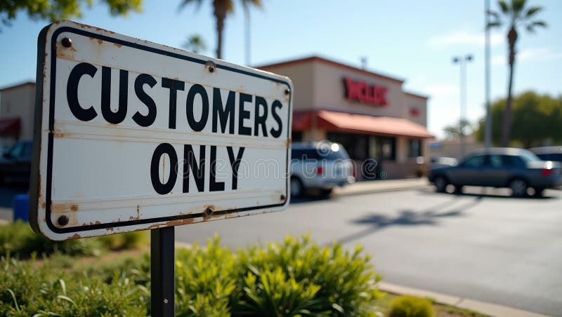 Exclusive Customers only Sign in Restaurant Parking Lot Stock ...
