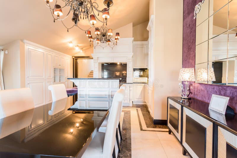 Exclusive dining room stock photo. Image of elegant, parquet - 56810262