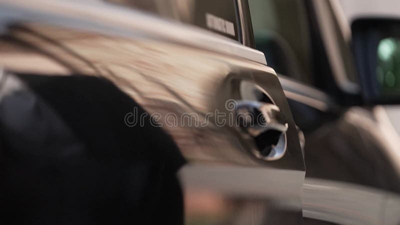 Exclusive Driver Opens the Van Door Stock Footage - Video of electric ...