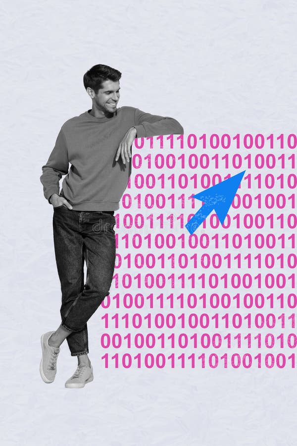 Exclusive Image Vertical Photo Collage of Happy Freelancer Man ...