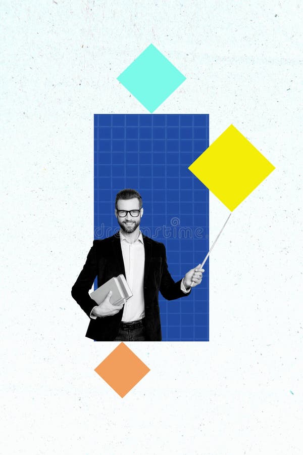 Exclusive Image Vertical Photo Collage of Happy Teacher Man Academic ...