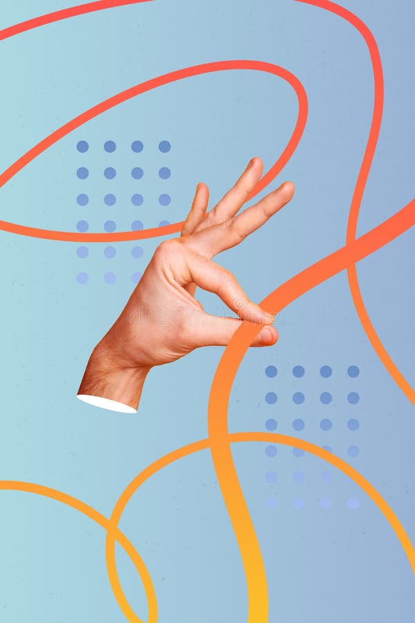 Exclusive Image Vertical Photo Collage of Human Hand Hold Needle Knot ...