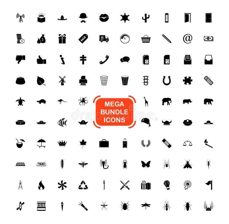 Exclusive Mega Bundle Icons Pack. Collection Universal Solid Icons for ...
