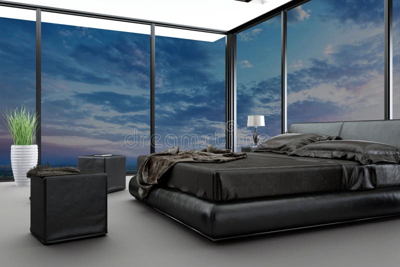 Exclusive Modern Design Bedroom with Aerial View Stock Illustration ...