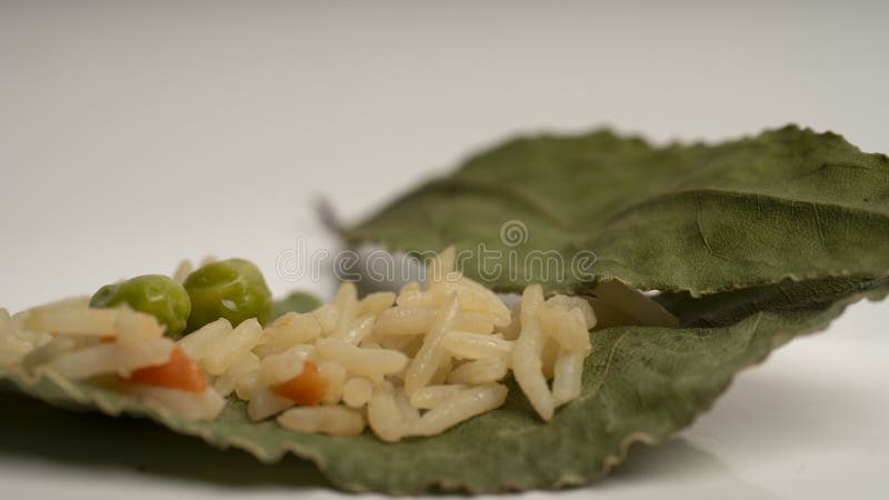 Exclusive Rice Dish Three Delights on a Leaf Stock Image - Image of ...