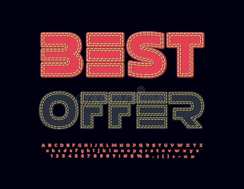 Vector Promo Banner Best Offer with Red Jeans Font. Abstract Style ...