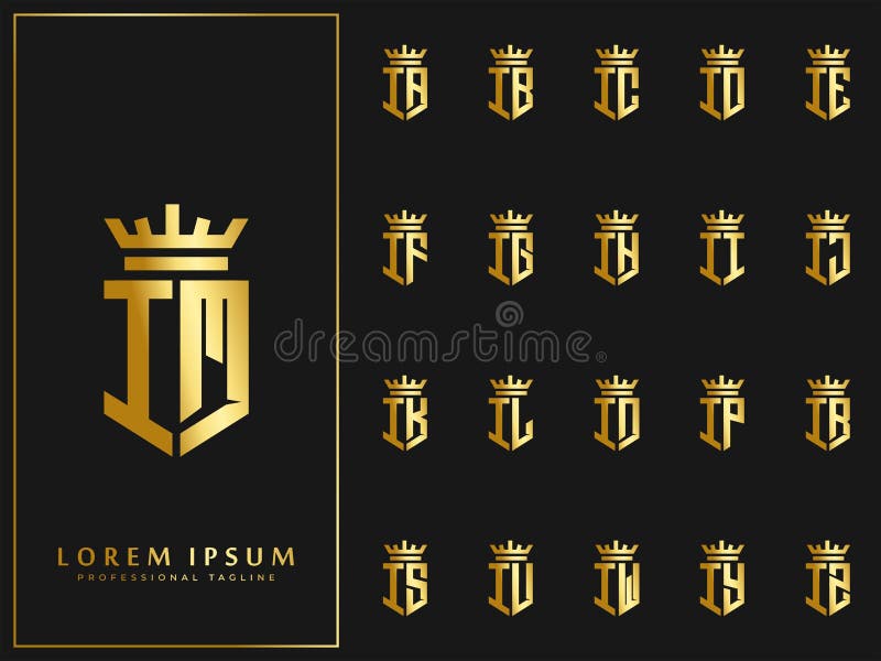 Exclusive Set of Initial I Letter with Crown Elements Logo Template ...