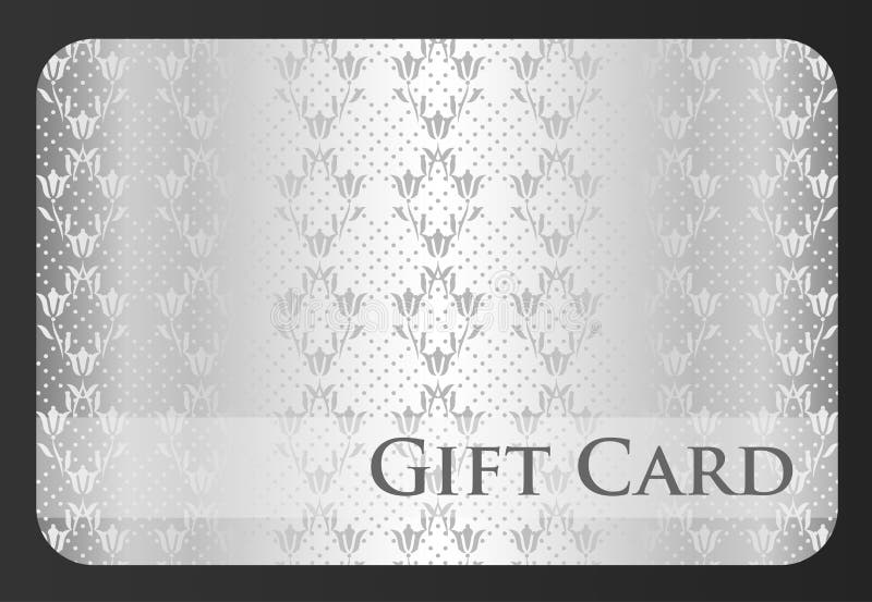 Exclusive Silver Gift Card with Damask Ornament Stock Illustration ...